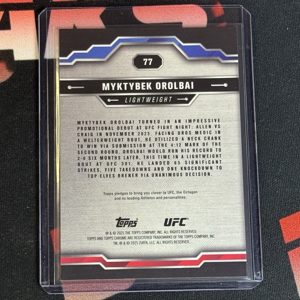 2025 TOPPS CHROME UFC MYKTYBEK OROLBAI ROOKIE ORANGE GEOMETRIC ...