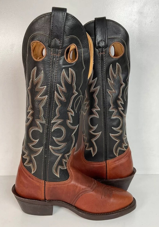 Shepler’s Brand Buckaroo Cowboy Boots 7 D Tall Punchy Top Oil Resistant ...