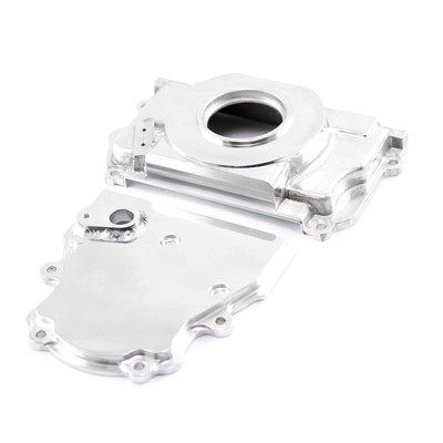 Chevy GM GEN IV LS2 LS3 Polished Front 2pc Timing Cover with Cam Sensor ...
