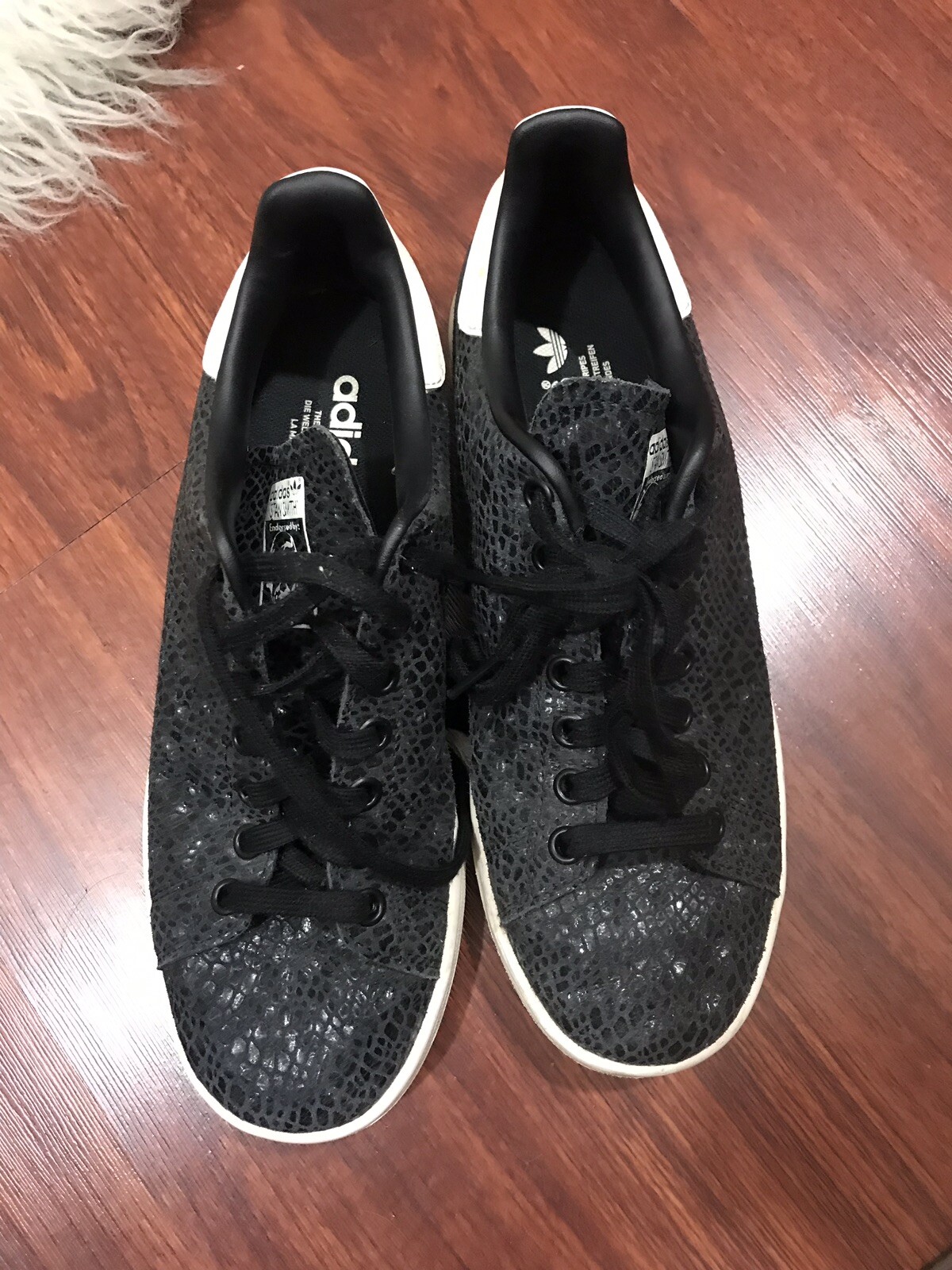 Adidas Stan Smith Black Croc Embossed Leather Size 7.5 | eBay