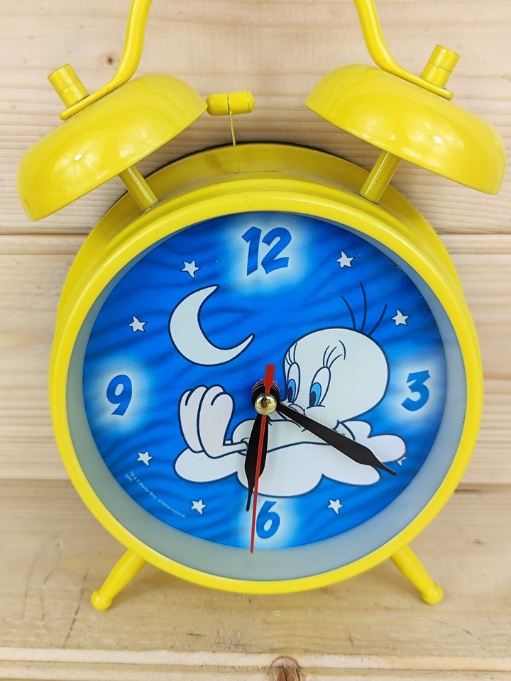 Vintage Looney Tunes Alarm Clock Yellow Bell Tweety Pie Rare ...