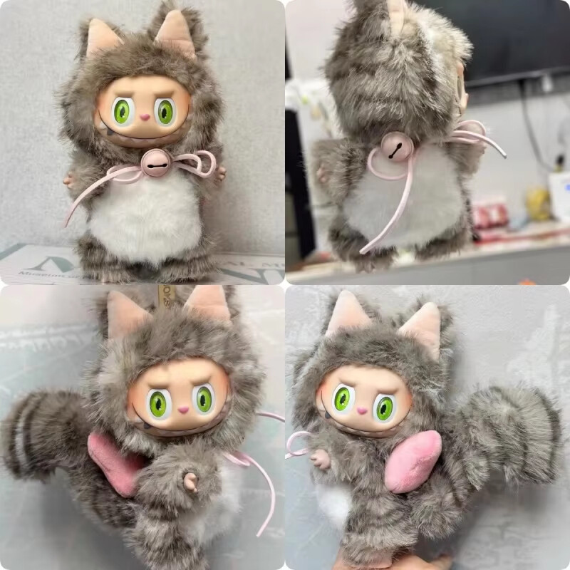 Cute Zimomo Labubu Series Tabby Cat With Pink Bell Change Doll Vinyl ...
