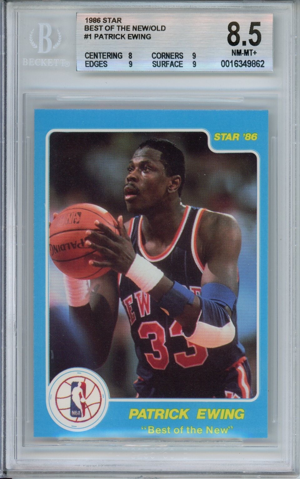1986 Star Best of the New #1 Patrick Ewing BGS 8.5 Rookie Card New York ...