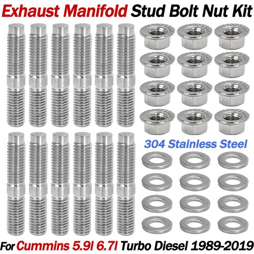 Exhaust Manifold Studs Nuts Kit for 1989-19 Dodge Cummins 4bt 6bt 3.9L 5.9L 6.7L | eBay