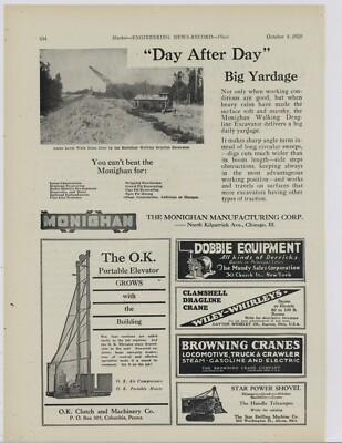 1928 Monighan Mfg. Co. Ad: Walking Dragline Doing Levee Work - Day ...