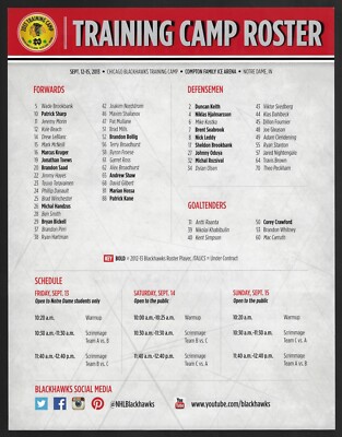 RARE VERSION 2013-14 Chicago Blackhawks NHL Hockey Schedule !! Compton ...
