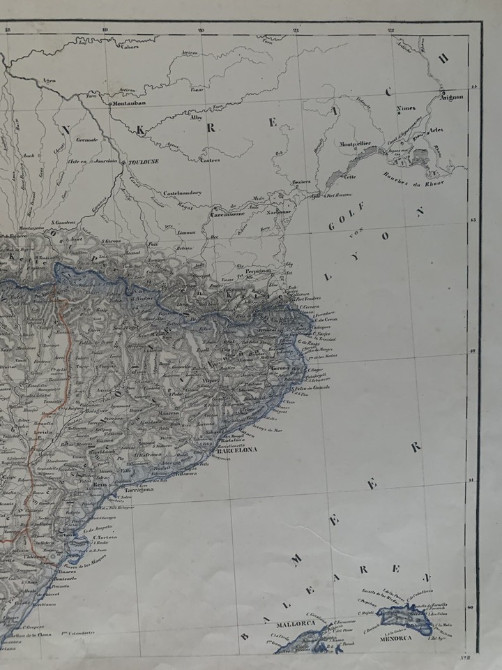 1854 Northeast Spain Original Antique Map by Carl Flemming | eBay UK