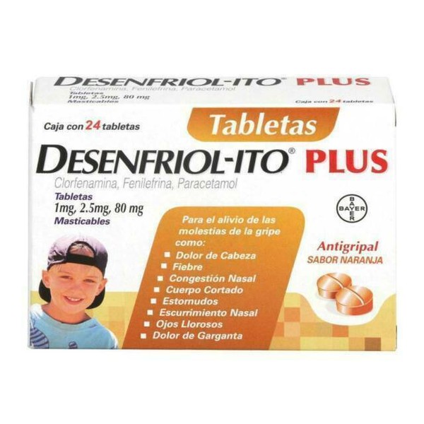 Bayer Desenfriol-Ito Plus Orange Flavour Tablets - 24 Count for sale ...