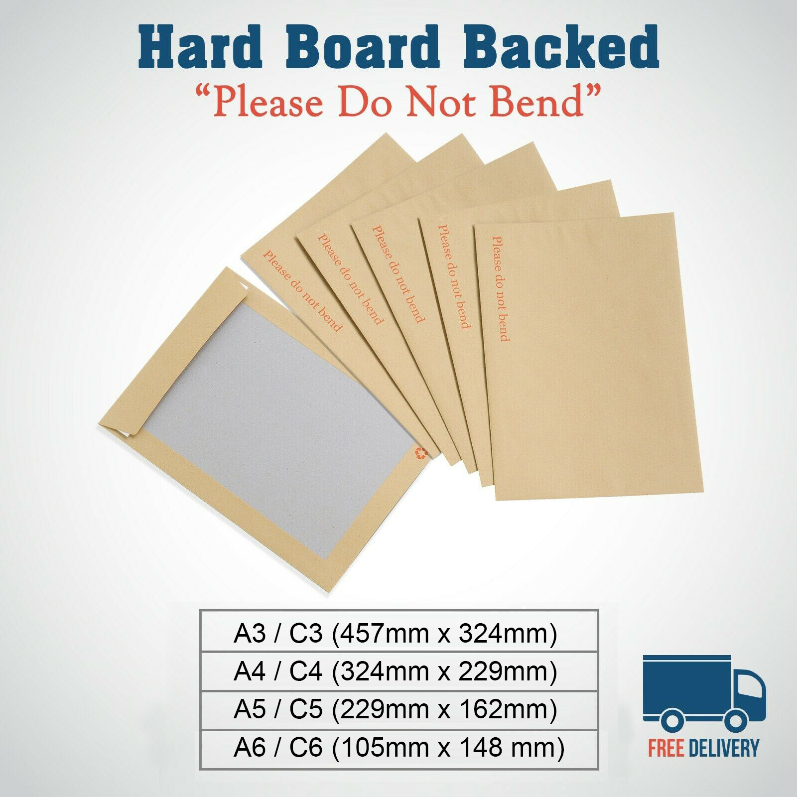 HARD CARDBOARD BACKED 'PLEASE DO NOT BEND' ENVELOPES MANILLA BROWN A3 ...