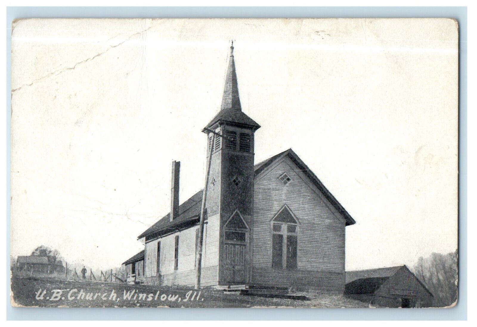 1910 Scene of U.B. Church, Winslow Illinois IL Posted Antique Postcard ...
