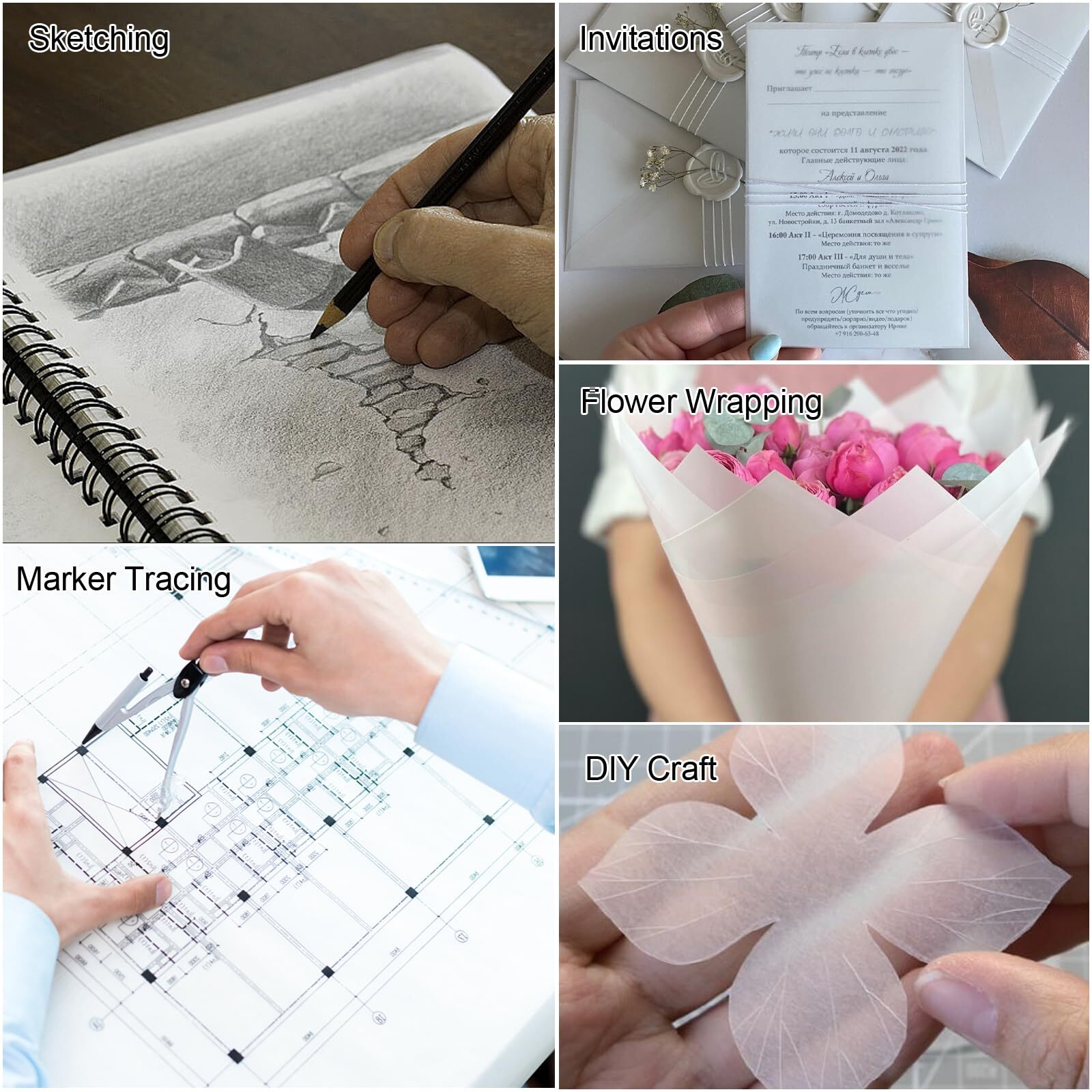 120 Sheets Tracing Paper for Drawing 8.5”x 11” Trace Paper Translucent ...