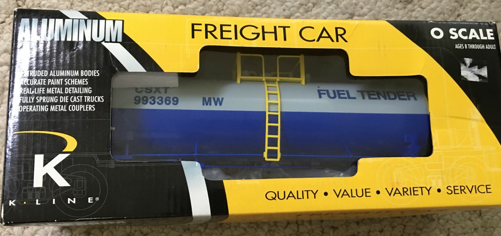 K-Line K6332-1431 O Scale CSX Fuel Tender Tank 993369 Extruded Aluminum ...