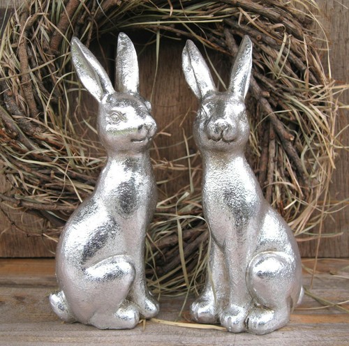 Hasenduo "Emma & Erwin" silber antik Hasenpaar Ostern Osterhase Vintage ...