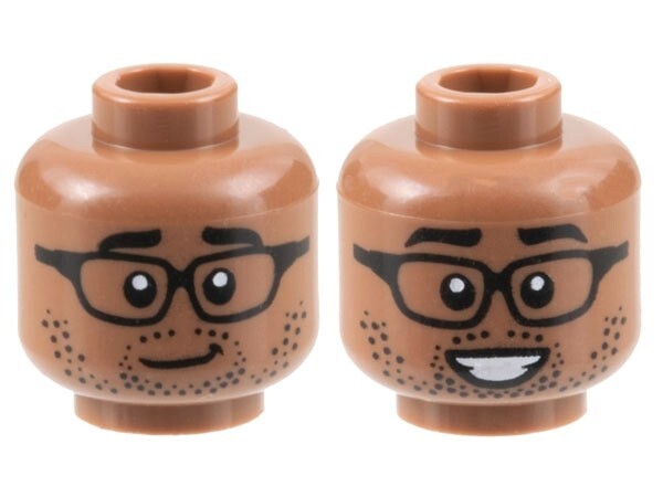 New LEGO Brown Head SMILE Two Sided Glasses African American Beard ...
