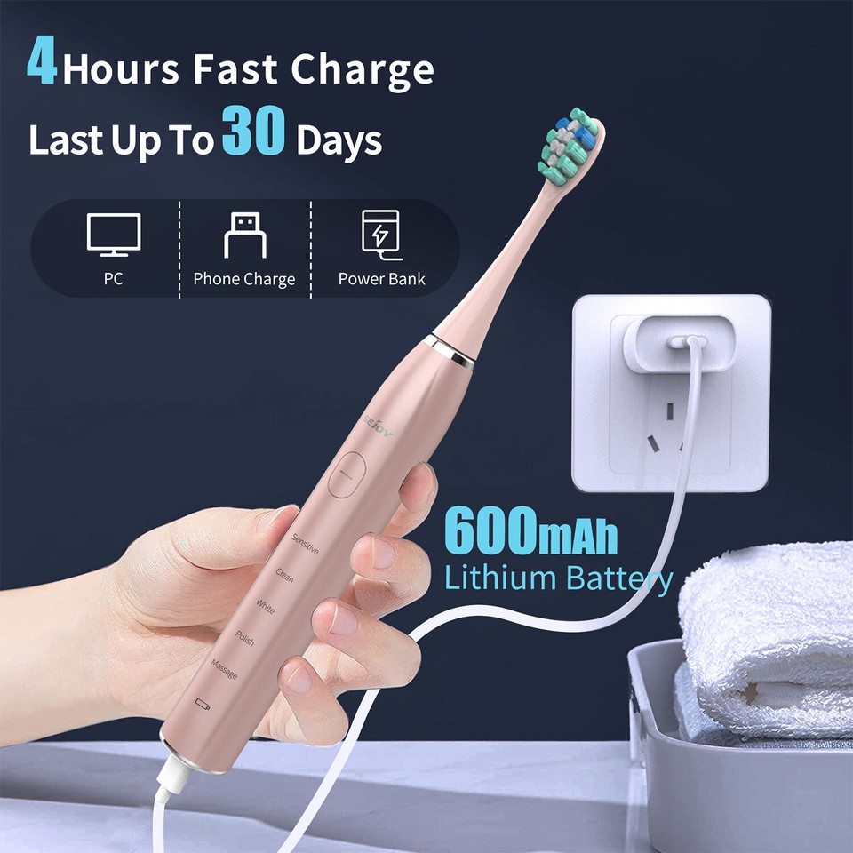 Sonic Electric Toothbrush USB Rechargeable Power Toothbrush with 12 ...