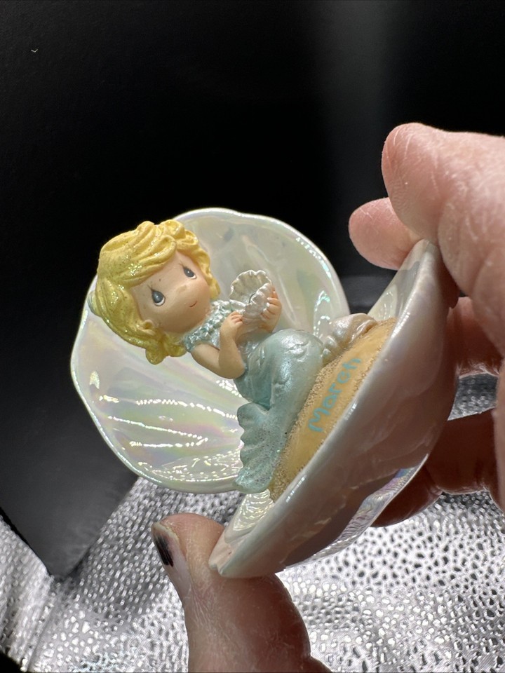 Precious Moments Mermaid March Birthday Stone Blue Shell Figurine 2003 ...