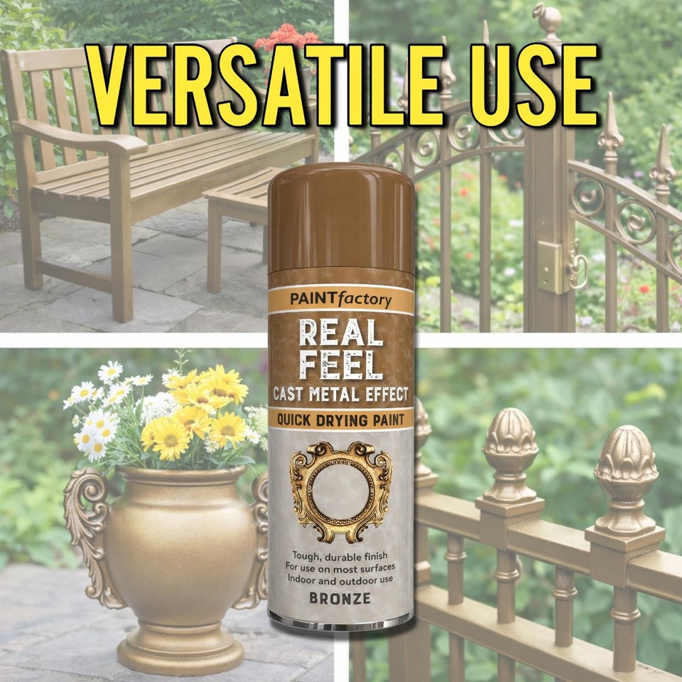 BRONZE CAST METAL EFFECT SPRAY PAINT METAL PLASTIC WOOD VERSATILE ...
