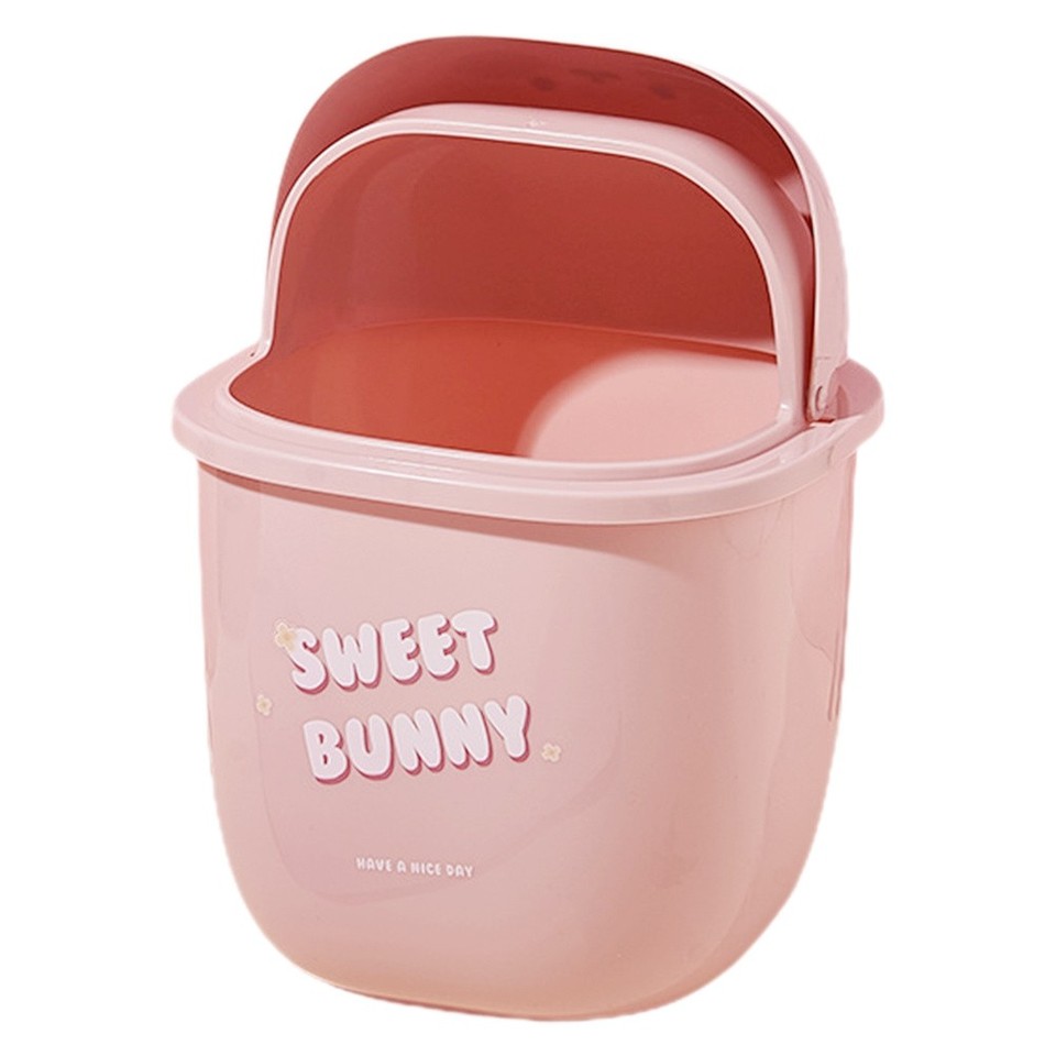 Small Trash Can Lidded Garbage Container Cartoon Rabbit Desktop Garbage ...
