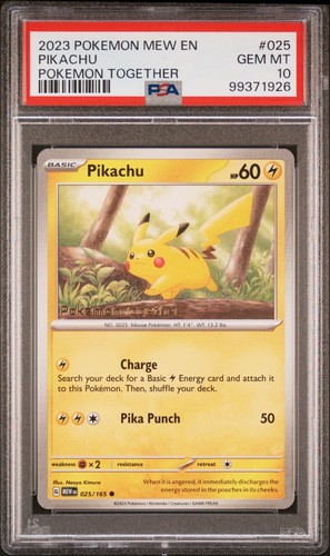 PSA 10 Pikachu MEW-EN 151 025/165 Pokémon Together Stamp Pokémon Center ...