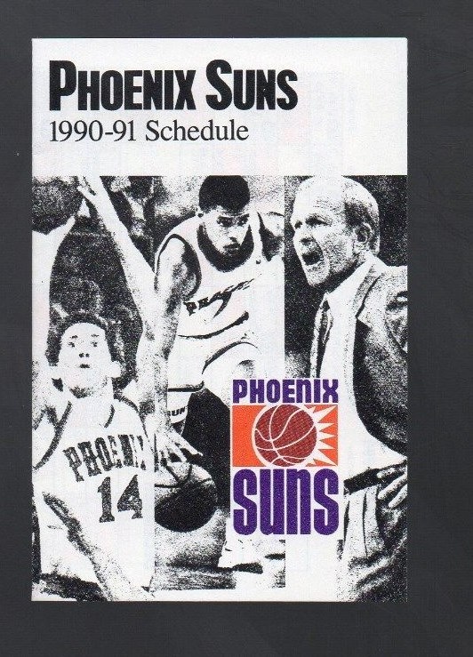 1990-91 PHOENIX SUNS POCKET SCHEDULE SPONSORED BY KUTP-TV 45 & KTAR 620 ...