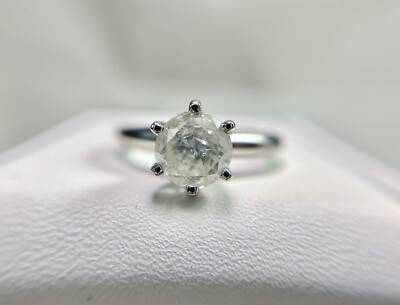 Vintage Platinum Round Natural Rustic Big Diamond Solitaire Engagement ...