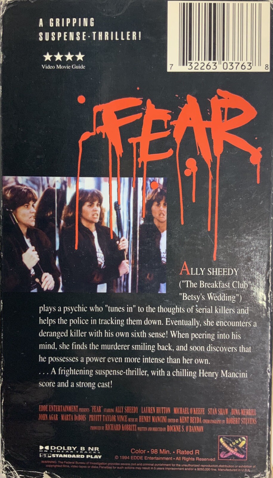 Fear 1994 VHS Ally Sheedy Lauren Hutton Michael OKeefe Stan Shaw ...