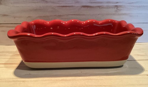 RED Emile Henry France Ruffle Edge Loaf Pan Baker GC2 | eBay