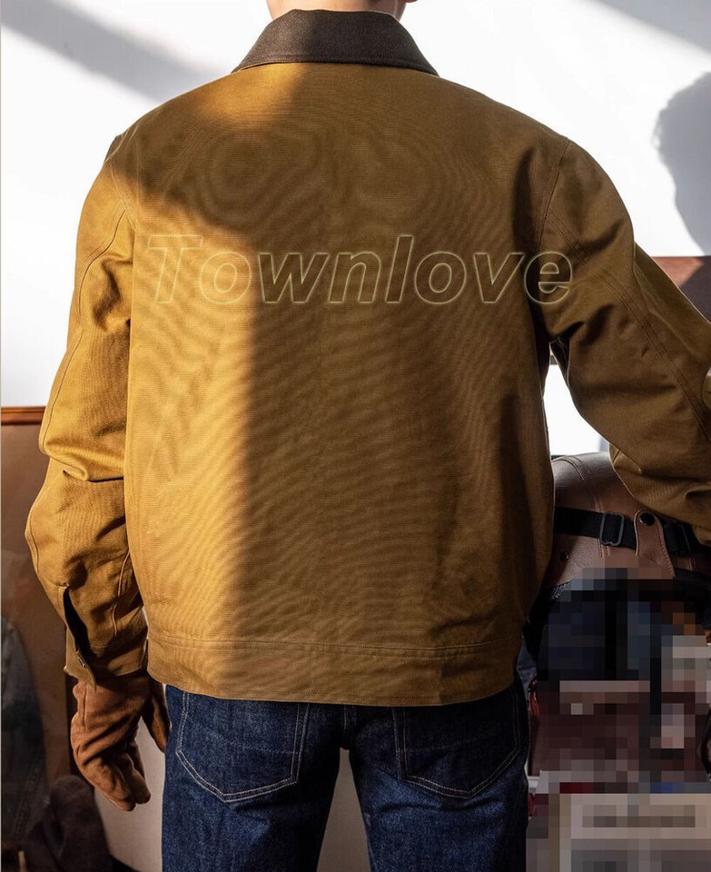 Heavyweight Canvas Jacket Men's Vintage Casual Coat Work Coat Pockets ...