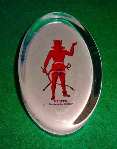 Pluto mineral laxative water Devil image antique advertising glass ...