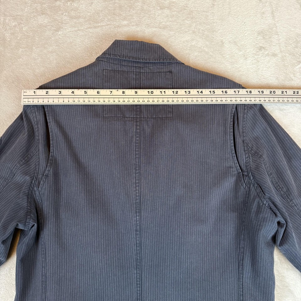 Aigle Sport Coat Men L Blue Cotton Striped Casual Utility Blazer Jacket ...