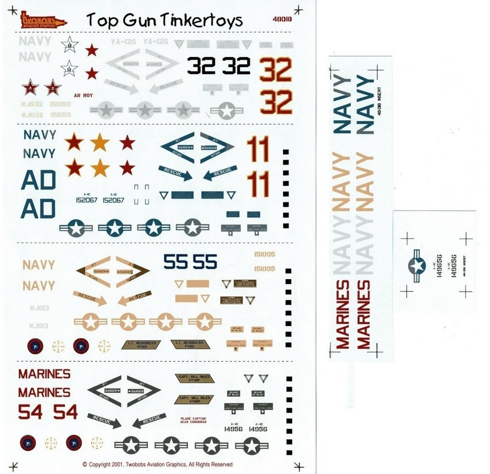 1/48 TWO BOBS Decals 48-018; TOP GUN TINKER TOYS A-4 SKYHAWK | eBay