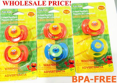 2/4/6/12 Pcs Sesame Street Pacifiers PDA FREE Elmo, Big Bird, Cookie ...