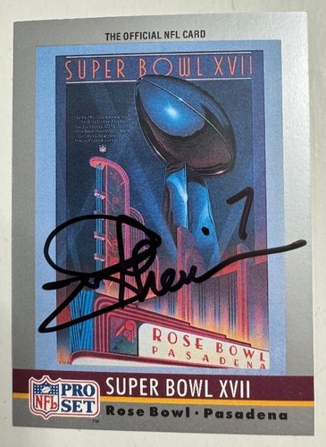 Joe Theismann signed auto 1990 Pro Set Super Bowl card Washington ...