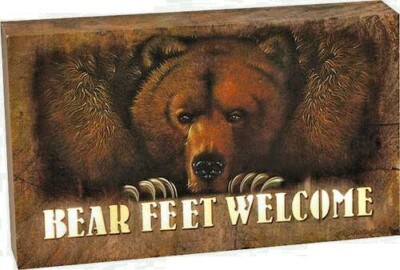 LED SIGN BOX 8"X5" Bear Feet Welcome LED Box Sign Gift | eBay