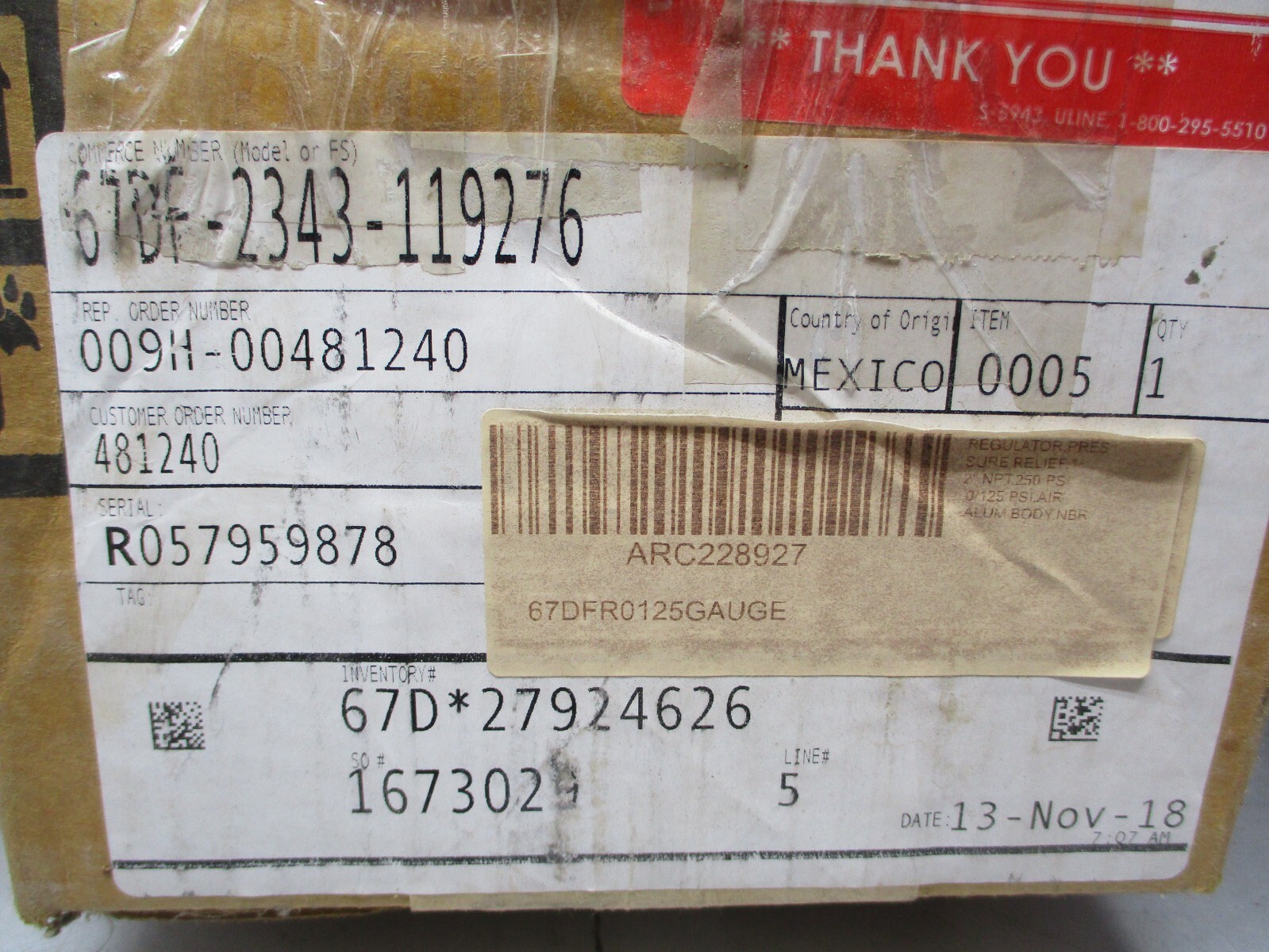 FISHER 67DFR PRESSURE REGULATOR 67DF-2343-119276 | eBay