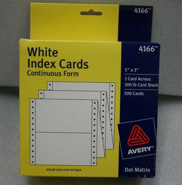 Avery 4166 3" X 5" Index Card Continuous Form 100 LB Card Stock 500 ...
