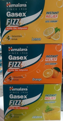 25 Pouch- Himalaya Gasex Fizz- Orange Removes Acidity Gas Indigestion ...