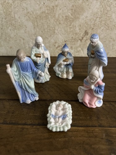 World Bazaars 6 Piece Mini Nativity Scene Set 3 Wisemen Mary Joseph ...