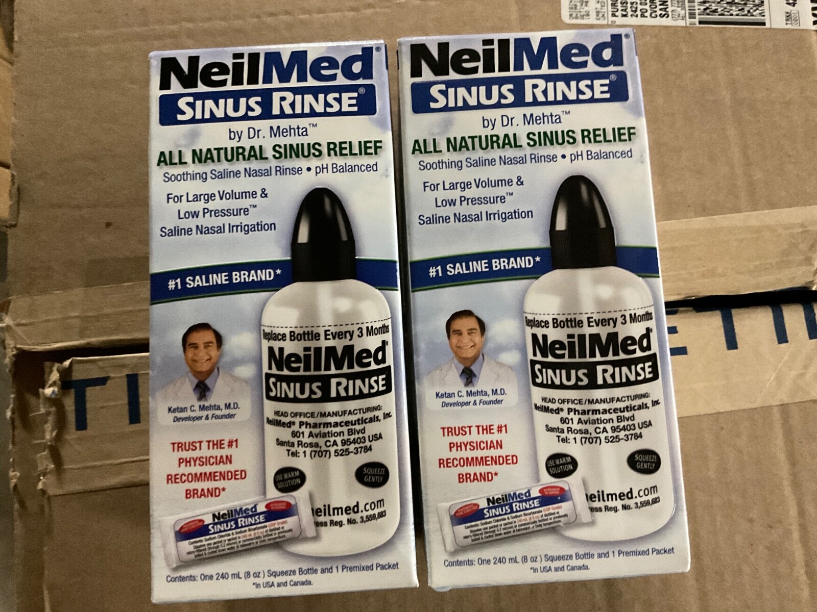 2 Pack - NeilMed Sinus Rinse 1 Squeeze Bottles 8 OZ+1 Packet Exp date ...