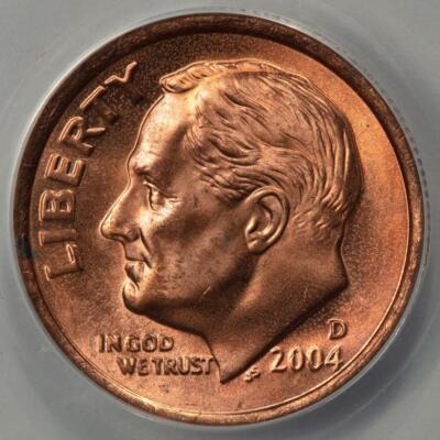 2004 D ANACS MS64 RED Improperly Annealed (Sintered) Dime Error Red ...