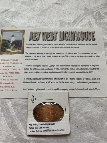 Lighthouse Elongated Penny From Key West, Florida Limited Edition- Don ...