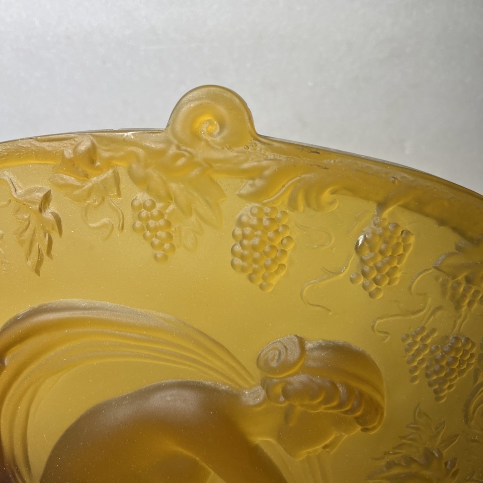 VINTAGE / ANTIQUE STEUBEN AMBER GLASS KNEELING WOMAN with GRAPES PLAQUE ...