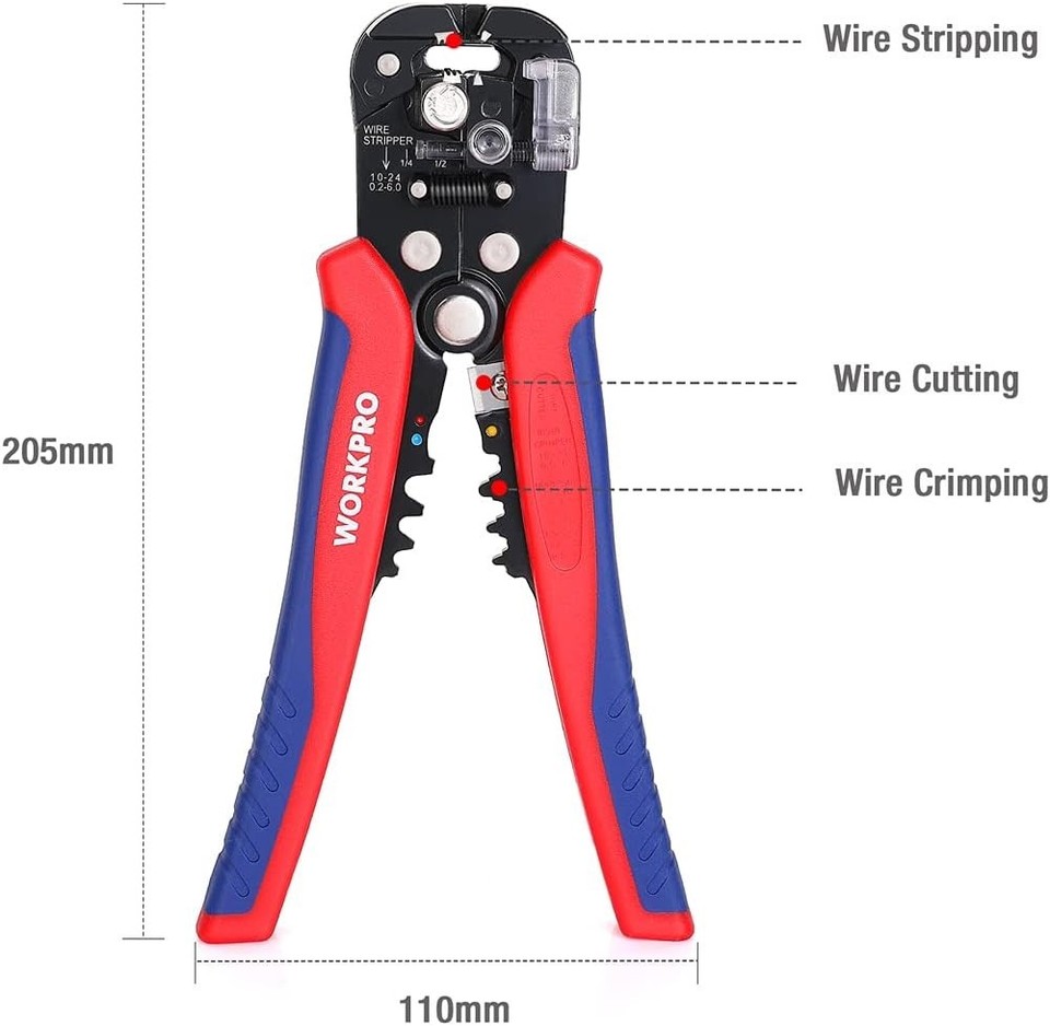 8 Inch Automatic Wire Stripper with Soft Grip - Ideal for 10-24 AWG ...