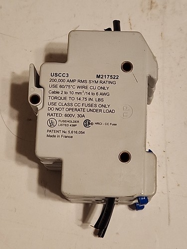 Ferraz Shawmut Ultrasafe USCC3 M217522 Fuse Holder, 600V, 30A, 3 Pole ...