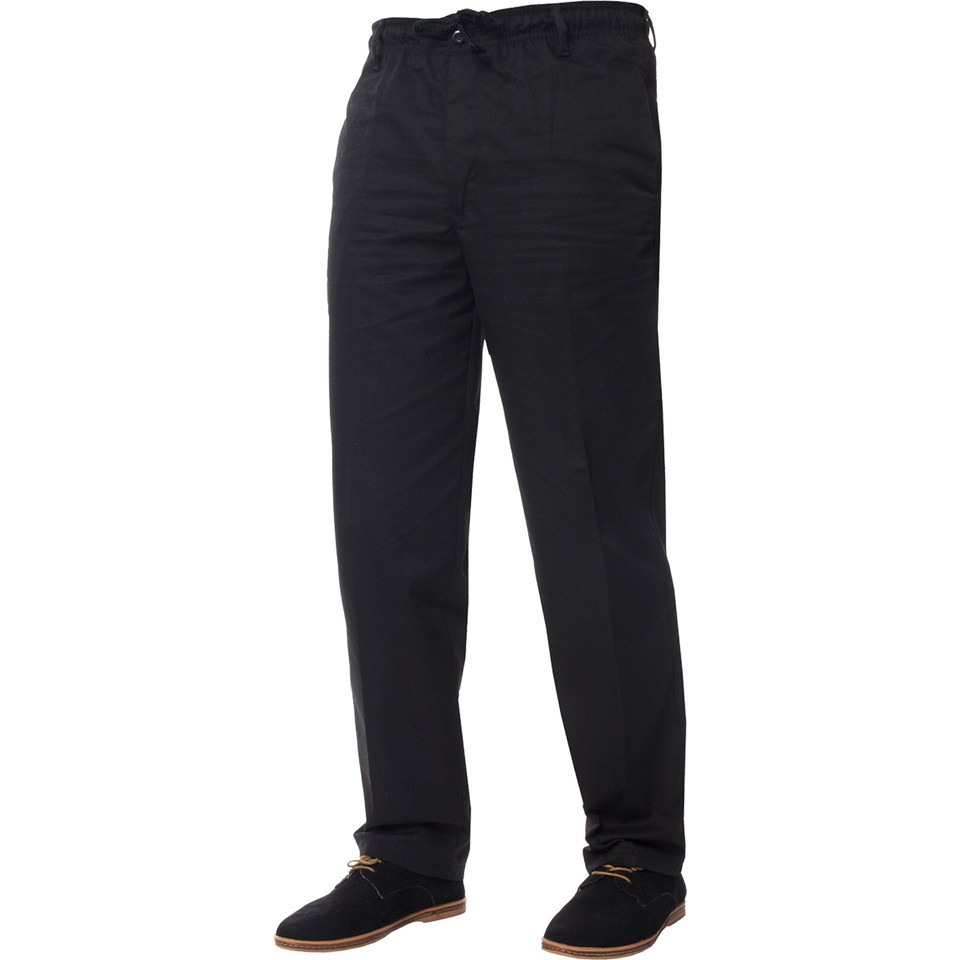 Kruze Rugby Trousers Mens Elasticated Waist Casual Smart Work Pants All ...