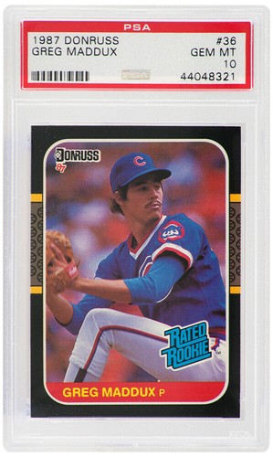 Greg Maddux 1987 Donruss Baseball #36 Rated Rookie Card - PSA 10 ...