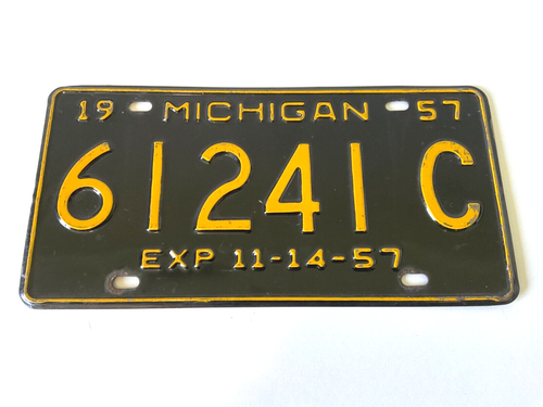 Rare 1957 MICHIGAN Half Year Commercial License Plate ORIGINAL 11-14 ...