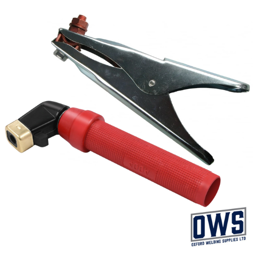 400A ELECTRODE HOLDER + EARTH CLAMP SET TWIST LOCK WELDING GROUND ARC ...