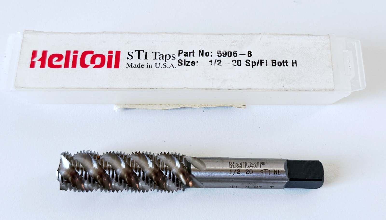 HELICOIL 1/2-20 STI NF H3 Spiral Flute Bottoming Tap 4 Flutes RH USA ...