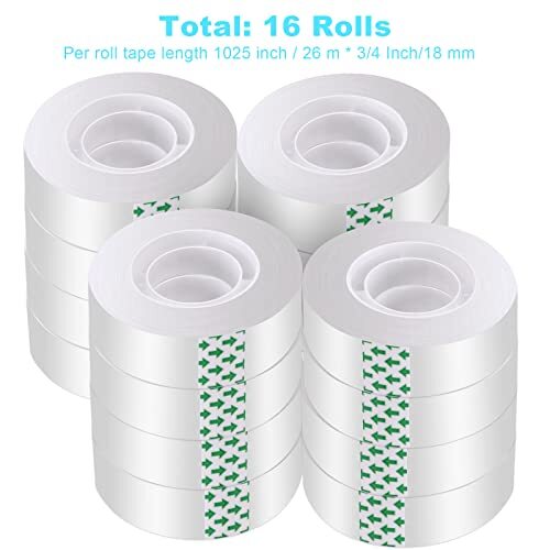 16 All-Purpose Clear Transparent Tape Rolls for Office School Tape ...